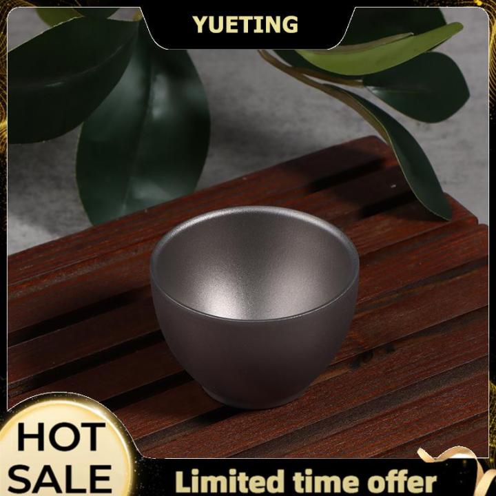 YUETING ถ้วยชาขนาดเล็กทำจากไทเทเนียมแท้1 4ชิ้นถ้วยชาสำหรับใส่กลางแจ้ง ...