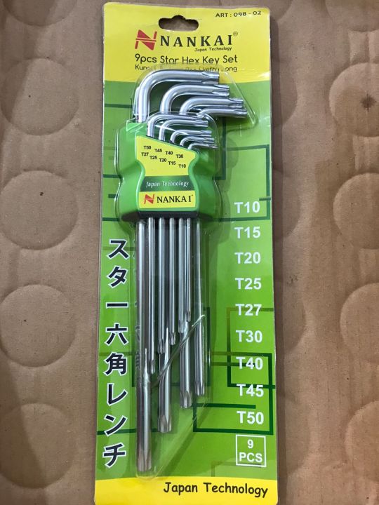 KUNCI L BINTANG PANJANG NANKAI 9 PCS / LONG HEX STAR NANKAI 9PCS - Kunci set lengkap l full set ...