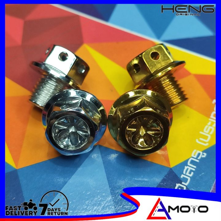 (PAIR) HENG STAINLESS MIRROR BOLT YAMAHA / HONDA / PCX / NMAX SIDE ...
