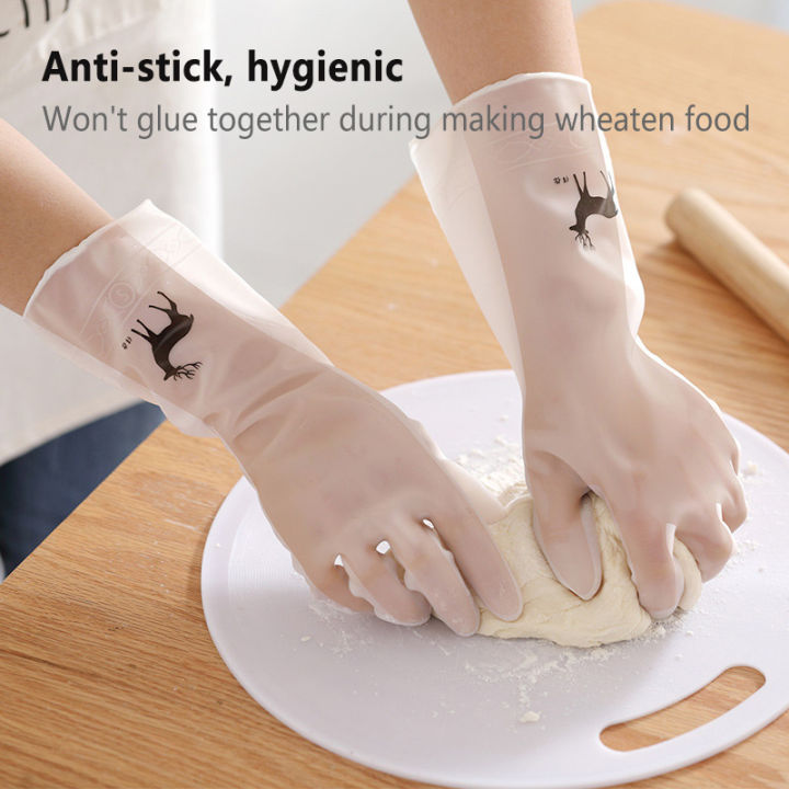 【COD】PVC Translucent Rubber Gloves Flexible Soft Anti-slip Reusable ...