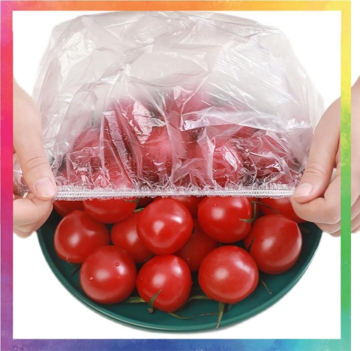 100Pcs Disposable Plastic Wrap Shower Cap Plastic Food Cover Plastik ...
