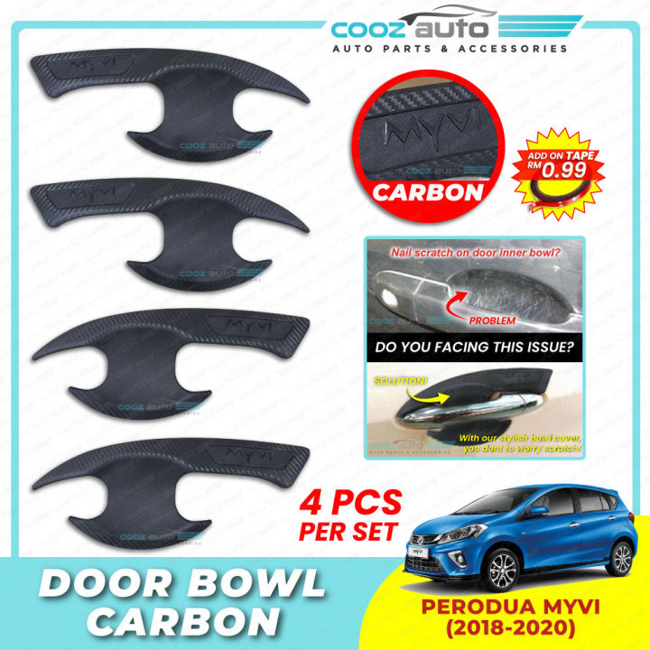 Perodua Myvi 2018 - 2022 Carbon Door Handle Inner Bowl Inserts Cover ...