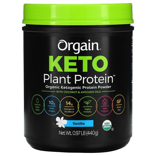 Orgain, Keto, Organic Plant Protein Powder with Coconut & Avocado Oils ...