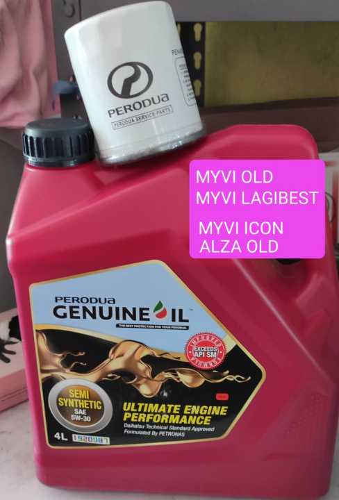 100% PERODUA 5W30 SEMI SYNTHETIC ENGINE OIL SET FOT MYVI OLD / MYVI L ...