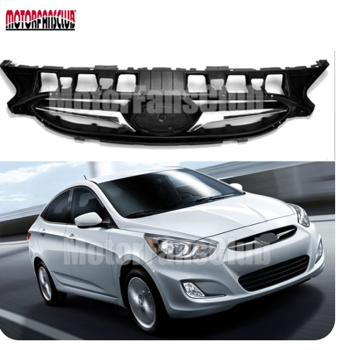 Style Black ABS Chrome Front Bumper Grill Grille For Hyundai Accent ...