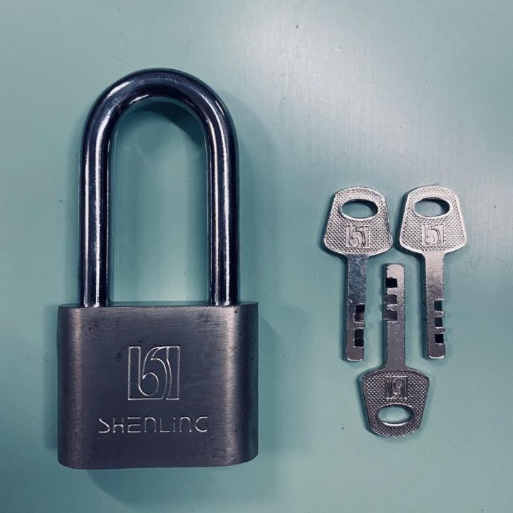 50MM Long Neck Shaft Shenling Security Chrome Brass Steel Padlock ...