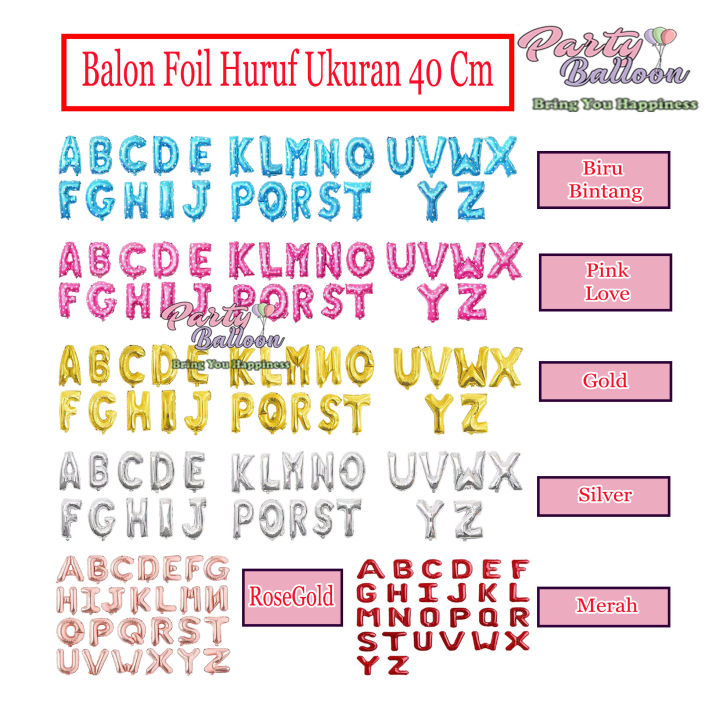Partybaloon Balon nama huruf dan angka ukuran 40 Cm | Lazada Indonesia