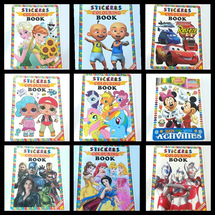 Sticker & Colouring Book for Children Barbie Book Cartoon Books Buku ...