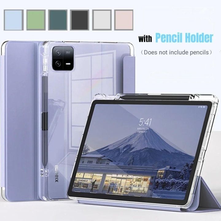 For Xiaomi Mi Pad 6S Pro Case 12.4" Tri-Fold Transparent Pencil Holder ...