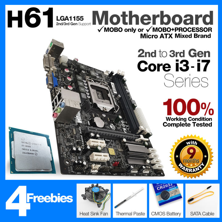 (bundle) 2nd/3rd Gen Intel Processor with Gigabyte H61 Motherboard DVI ...