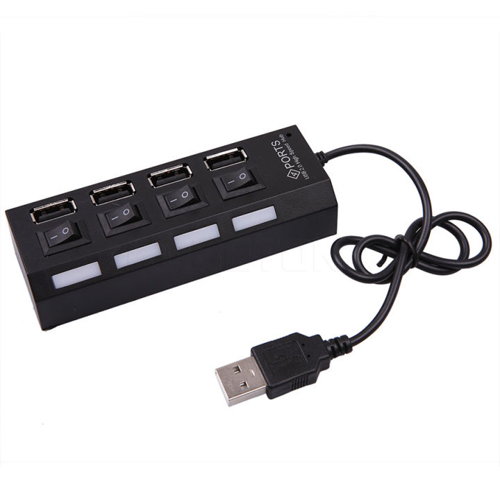 4 Ports USB Hub LED USB Hub Splitter With Power ON-OFF Switch For PC ...