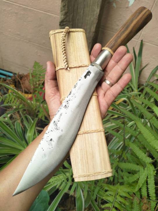 มีดเหน็บ อีเหน็บ E-Nep มีดเดินป่า มีดแคมป์ มีดสนาม 9” SUP9 ผิวไฟ ด้ามไม้ฝักสัก คอกั่นมีดสแตนเลส ...