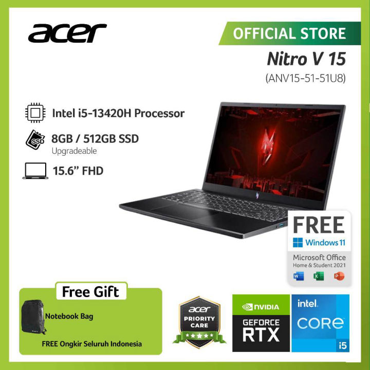 ACER LAPTOP GAMING NITRO V ANV15-51-51U8 GRAPHIC NVIDIA GEFORCE RTX 2050 15.6" FHD IPS INTEL ...