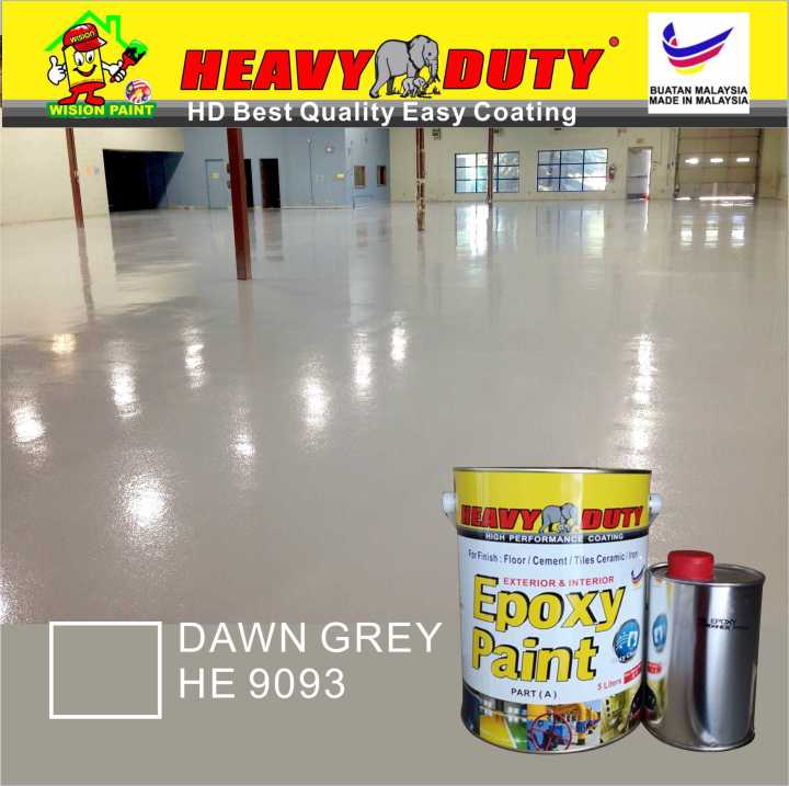 HE9093 DAWN GREY ( 5L ) HEAVY DUTY BRAND Two Pack Epoxy Floor Paint - 4 ...