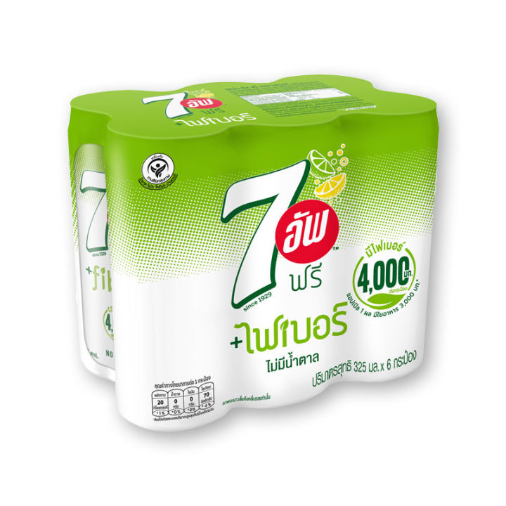 7UP Free Fiber Drink No Sugar 325 ml x 6 Cans. เซเว่น อัพ ฟรี ...