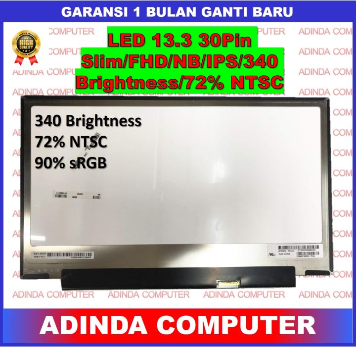 LED LCD 13.3 13 Inch 30 Pin 30pin Slim Full HD FHD IPS 340 Brightness ...