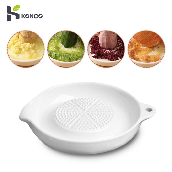 Konco Ceramic Ginger Garlic Grinder White Food Grinder Plate Burnishing ...
