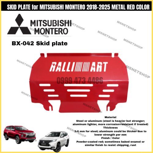 Mitsubishi Montero 2018 - 2025 Ralliart Skid Plate Undercover Red ...
