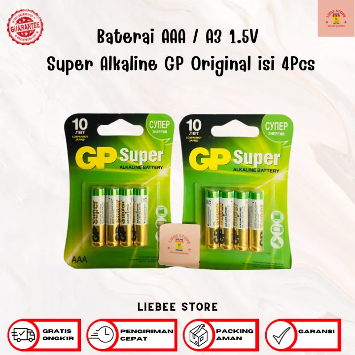 Baterai AAA / A3 1.5V Super Alkaline GP Original isi 4Pcs | Lazada ...