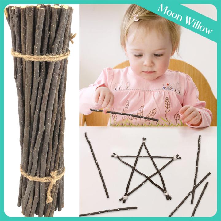 Moon Willow 50Pcs Wood Log Sticks Crafts Wooden Twigs Tree Branch Art ...