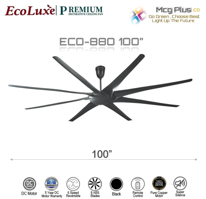 ECOLUXE Premium Decorative 100" inches DC Motor Giant Fan With Remote ...