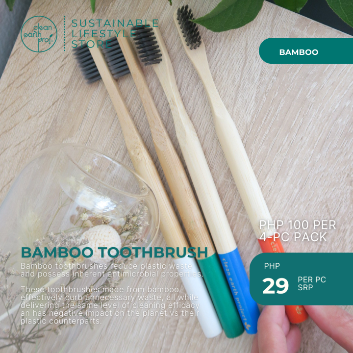 Clean Earth Project Eco-Friendly Bamboo Toothbrush 100% Biodegradable ...