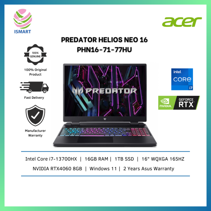 Acer gaming laptop predator Helios neo 16 PHN16-71-77HU 16 "WQXGA 165Hz ...