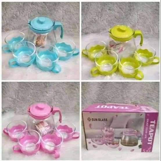 Tea Pot Set 5 in 1 Tempat Minum Teh Teko set cangkir kaca | Lazada ...