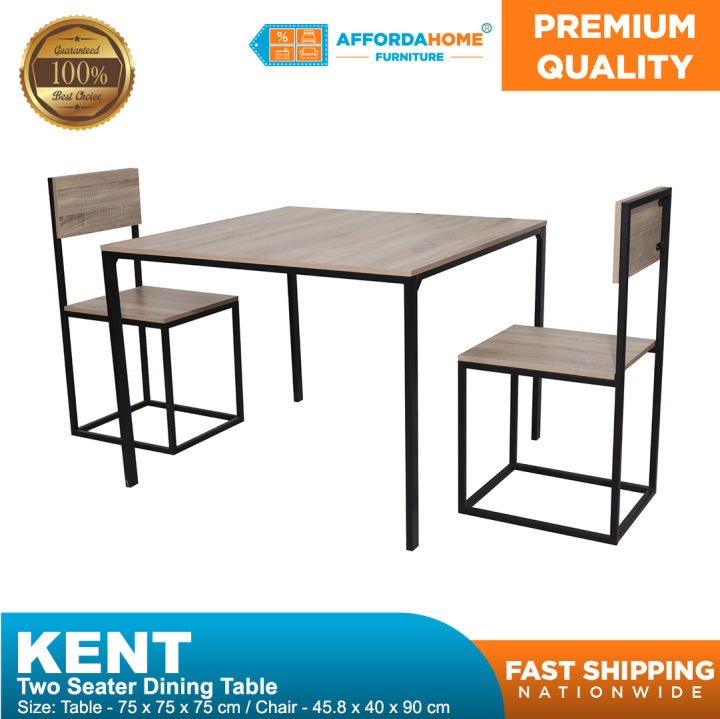 Kent Two Seater Dining Table Set Wood Metal Legs Sturdy Minimalist ...