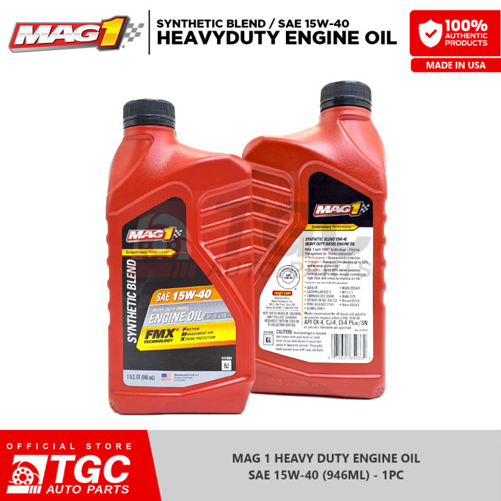 MAG 1 Engine Oil Synthetic Blend Heavy Duty Diesel SAE 15W-40 65033 ...