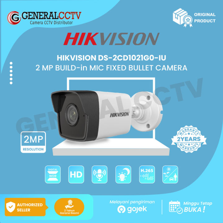 DS-2CD1021G0-IU Hikvision IP Camera Fixed Bullet 2MP PoE BUILT IN MIC | Lazada Indonesia