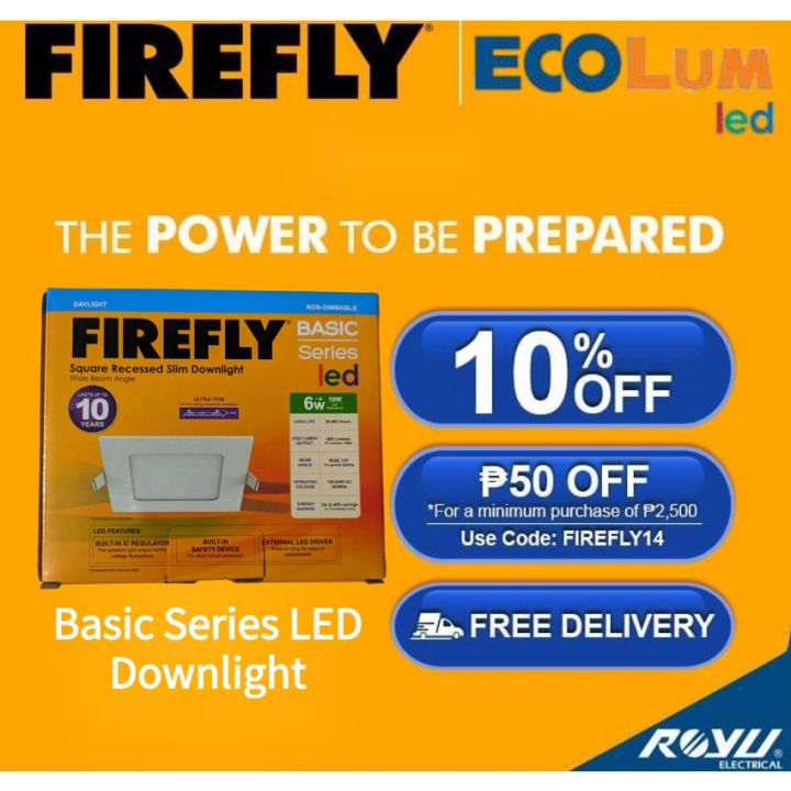 Firefly Basic Series LED Square Recessed Slim Integrated Downlight ...