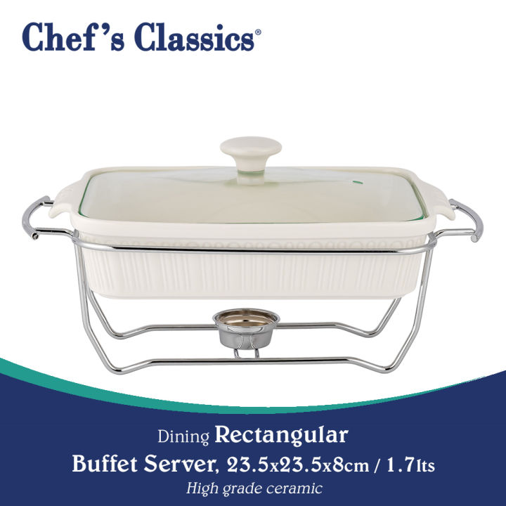 Chef's Classics Dining Ceramic Rectangular Buffet Food Server, 27x19 ...