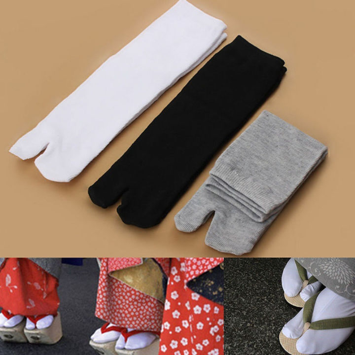 【ZY】3 Pairs Men Women Sandal Split Socks Japanese Kimono Two Toe Socks ...