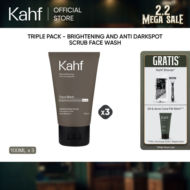 Kahf Brightening and Anti Darkspot Scrub Face Wash 100 ml Triple Pack ...