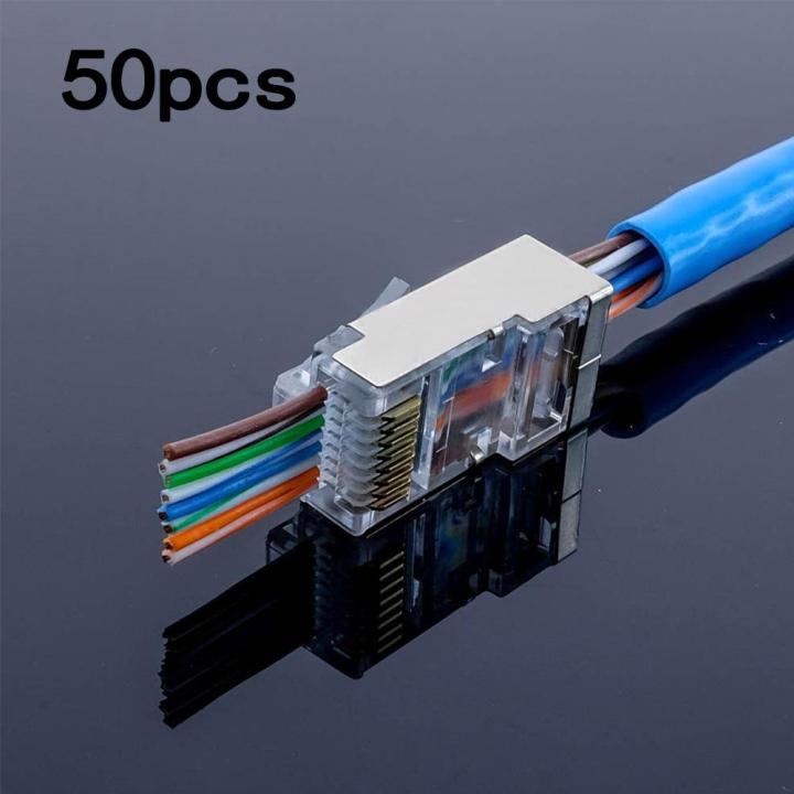 23AWG Cable 50pcs RJ45 Ethernet Shielded Connector cat5e Cat6 Network ...