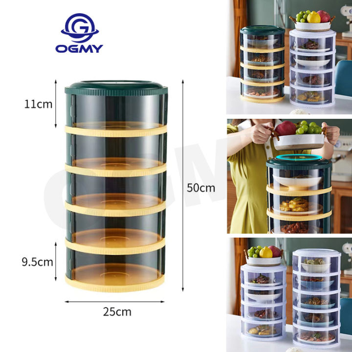 OGMY 5 Layer Food Storage Cover Sliding Door Stackable Keep warm Dust ...