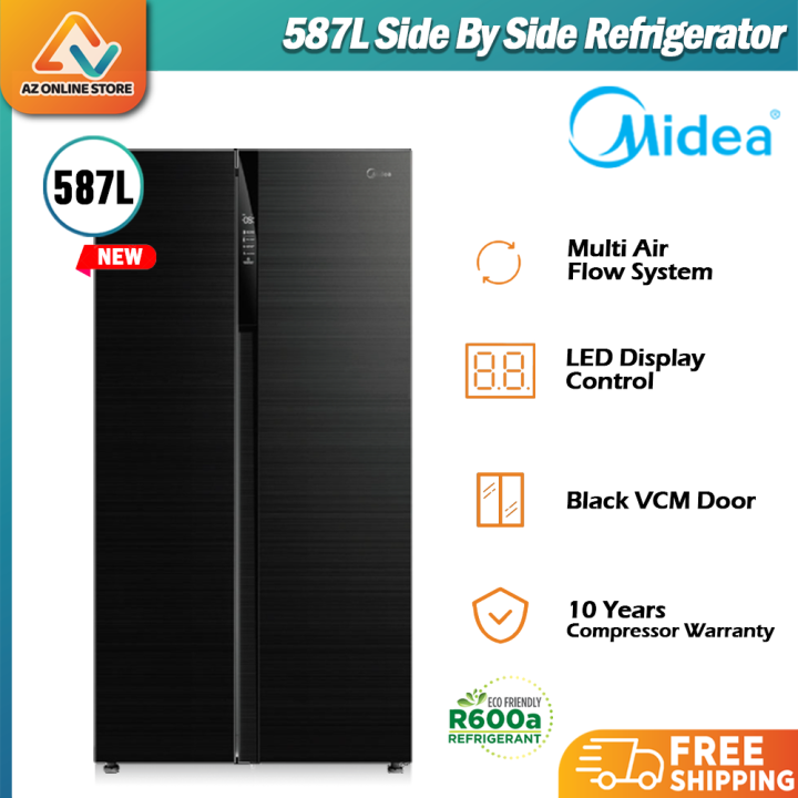 Midea 587L Side By Side Refrigerator MSS-580WEVB Peti Sejuk/Fridge | Lazada