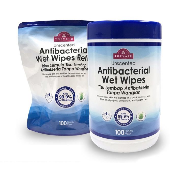 TOPVALU Unscented Antibacterial Wet Wipes 100 Sheets Aeon Cleaning Wiping Wet Tissues Tisu ...