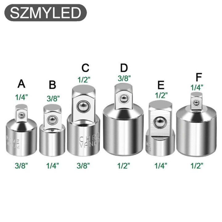 6 Piece Socket Adapter And Reducer Set, 1/4", 3/8", 1/2" Metal Socket ...