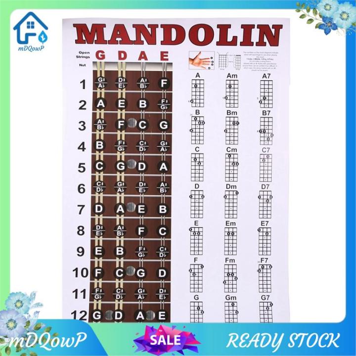 Mandolin Poster Chart Chord Musical Trainning Instrument Guide Chords ...