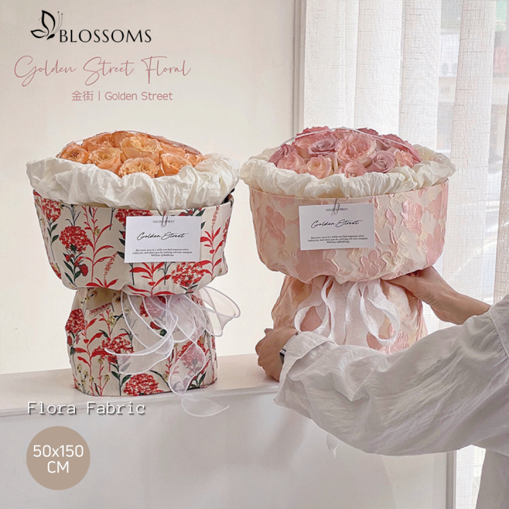 [MY Ready Stock] Floral Fabric Linen Fabric Wrapping Fabric Bouquet ...