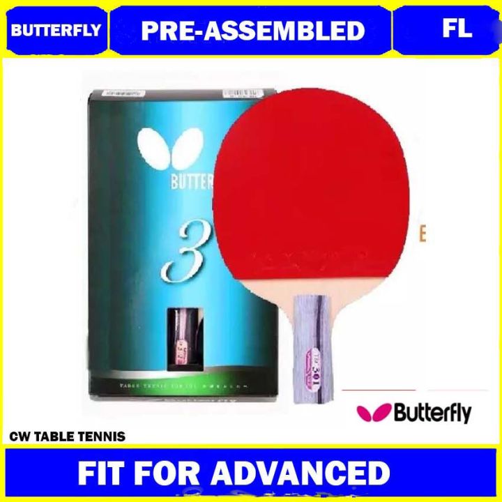 BUTTERFLY TBC 301 FL YUKI RUBBER SHAKEHAND TABLE TENNIS RACKET PING PONG BAT (READY STOCK) | Lazada