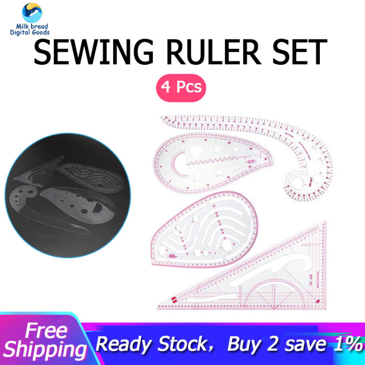 Sewing Ruler Set (4 Pcs) - Metric Ruler Set French Curve Pattern ...