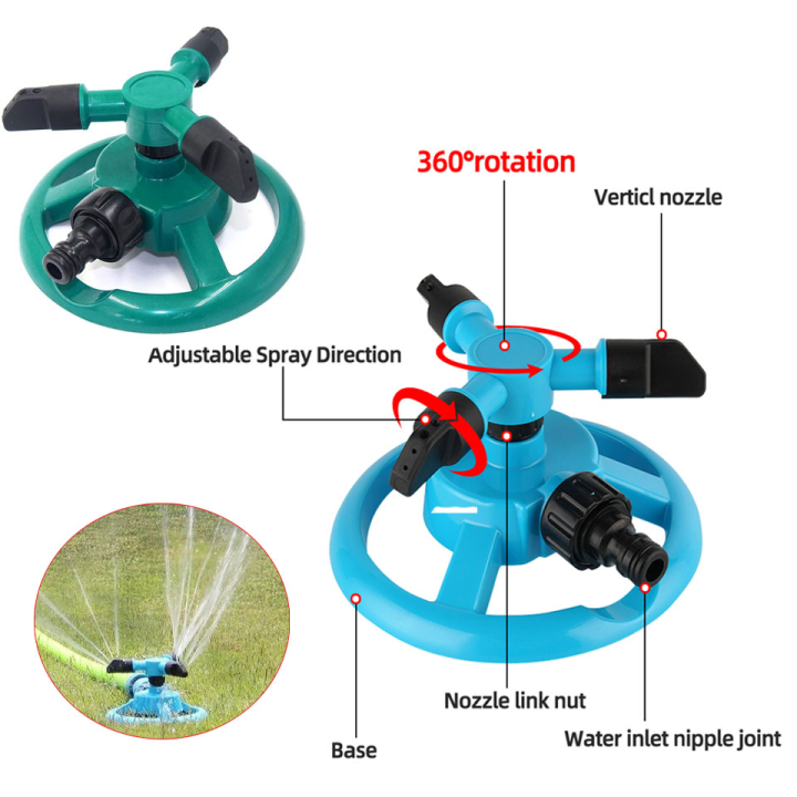 GARDEN SPRINKLERS 01-Automatic 360 Degree Rotating Sprinkler Irrigation ...