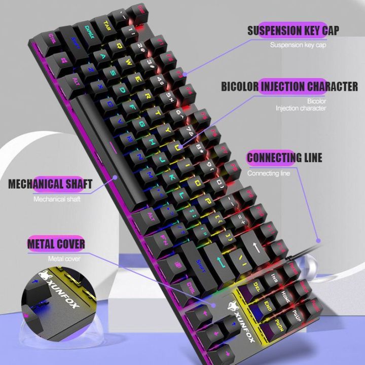 TYLEX XZ28 RGB Backlit Metal Gaming Keyboard and Mouse Set 3 Colorful ...
