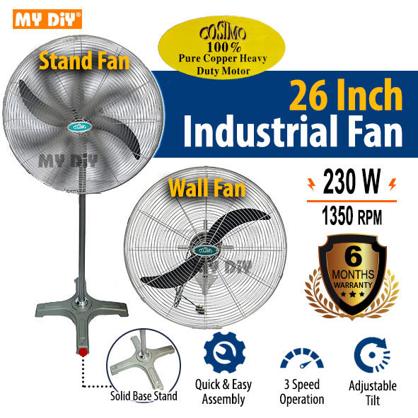 MYDIYHOMEDEPOT - COSIMO HEAVY DUTY 26 INCH INDUSTRIAL STAND FAN / WALL ...
