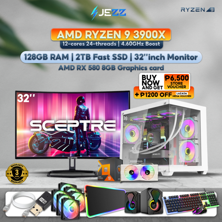 AMD Ryzen 9 3900X 24-cores 4.60Ghz | 128gb DDR4 RAM | 32 inch Monitor ...