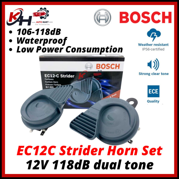 100% Original BOSCH Strider EC12-C Fanfare Horn Set 12V Dual Tone 106-118dB 0986AH022 Car Snail ...