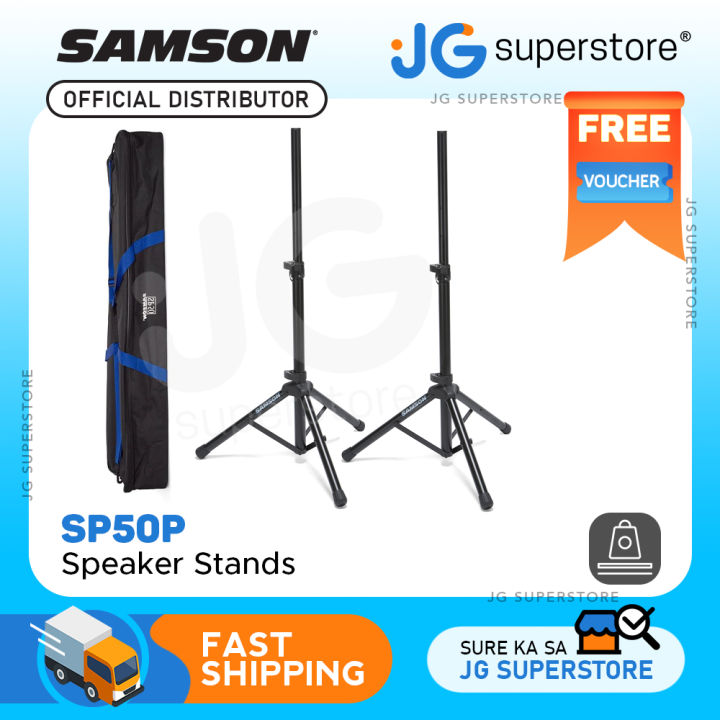 Samson SP50P Heavy Duty Speaker Stand Set (Pair) with Adjustable Height up to 5' Feet ...
